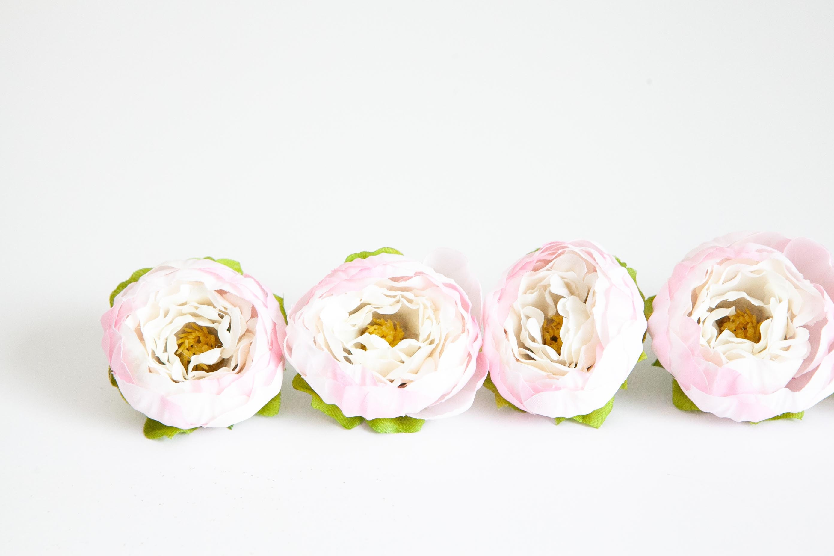 5 Small Mini Peonies in Pink and White Small Peonies - Etsy