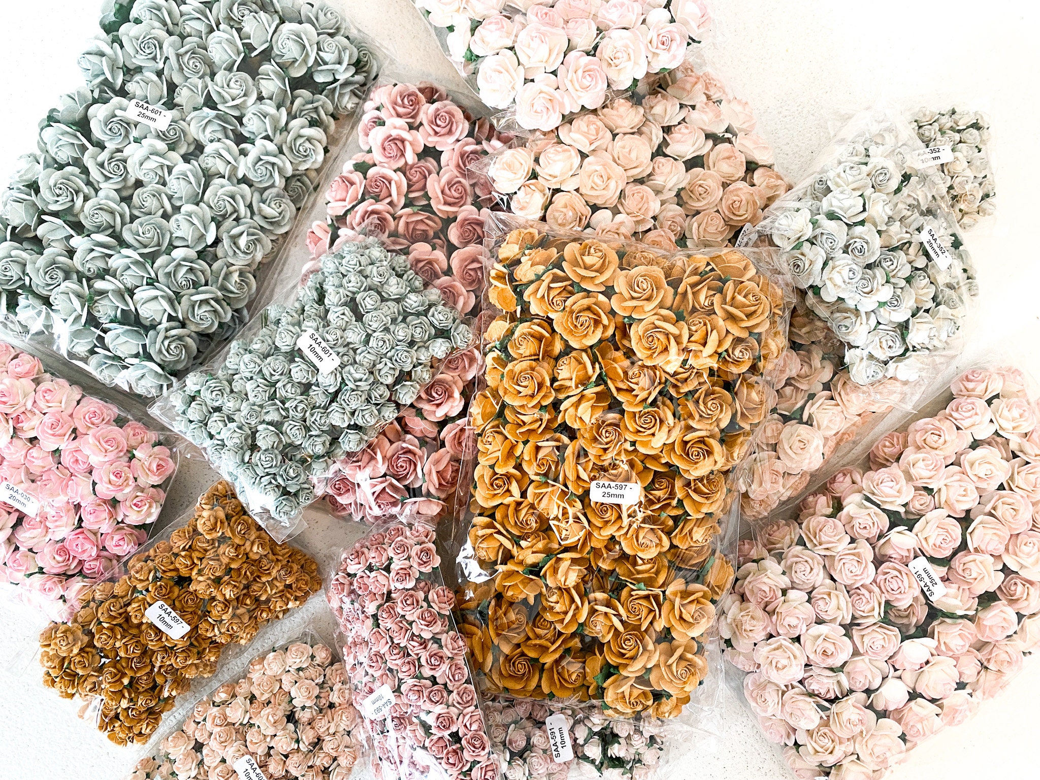 100 Open Rose Mulberry Paper Flowers in Dusty Blue 10-25mm - Etsy