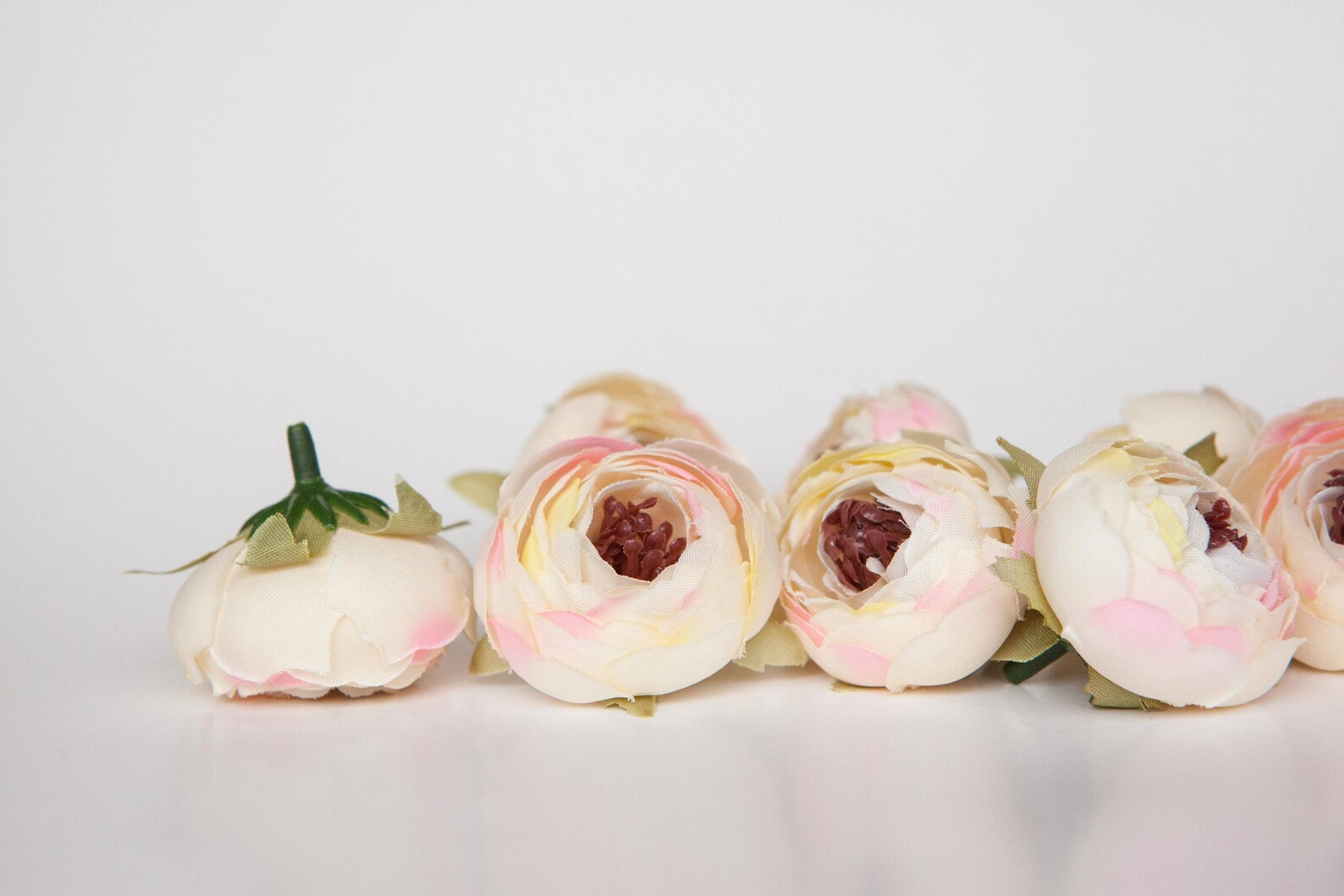 10 Small Ranunculus in Ivory and Pink Silk Artificial Flower - Etsy