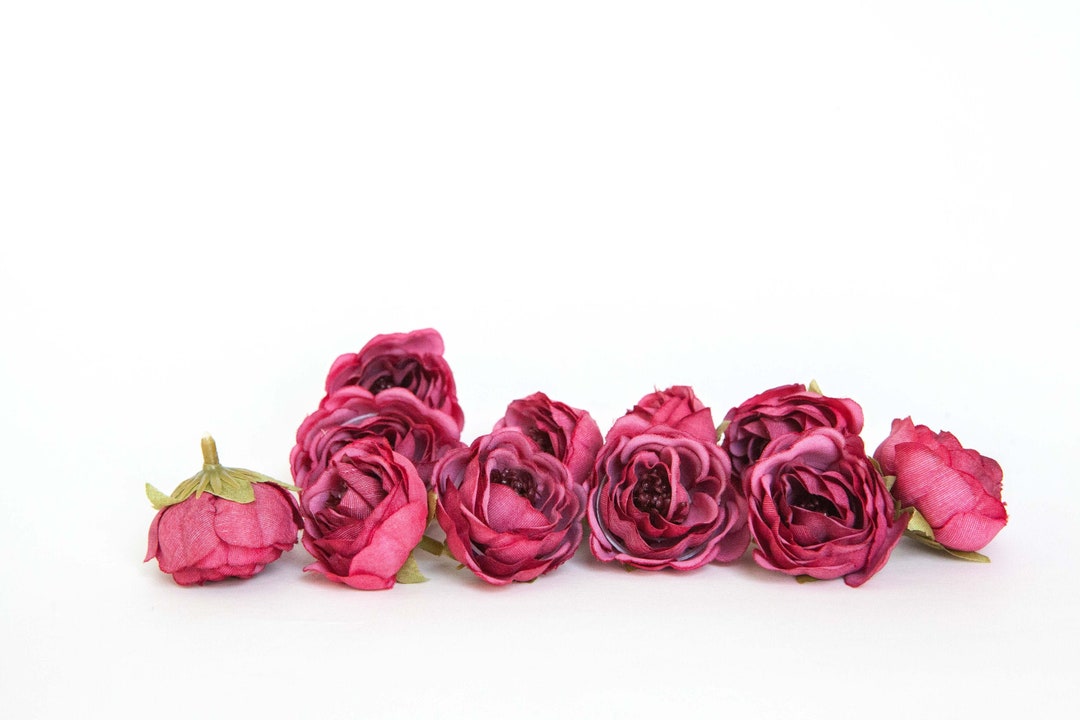 10 Mini Vintage Inspired Ruffled Ranunculus in Magenta, Hot Pink Tones ...