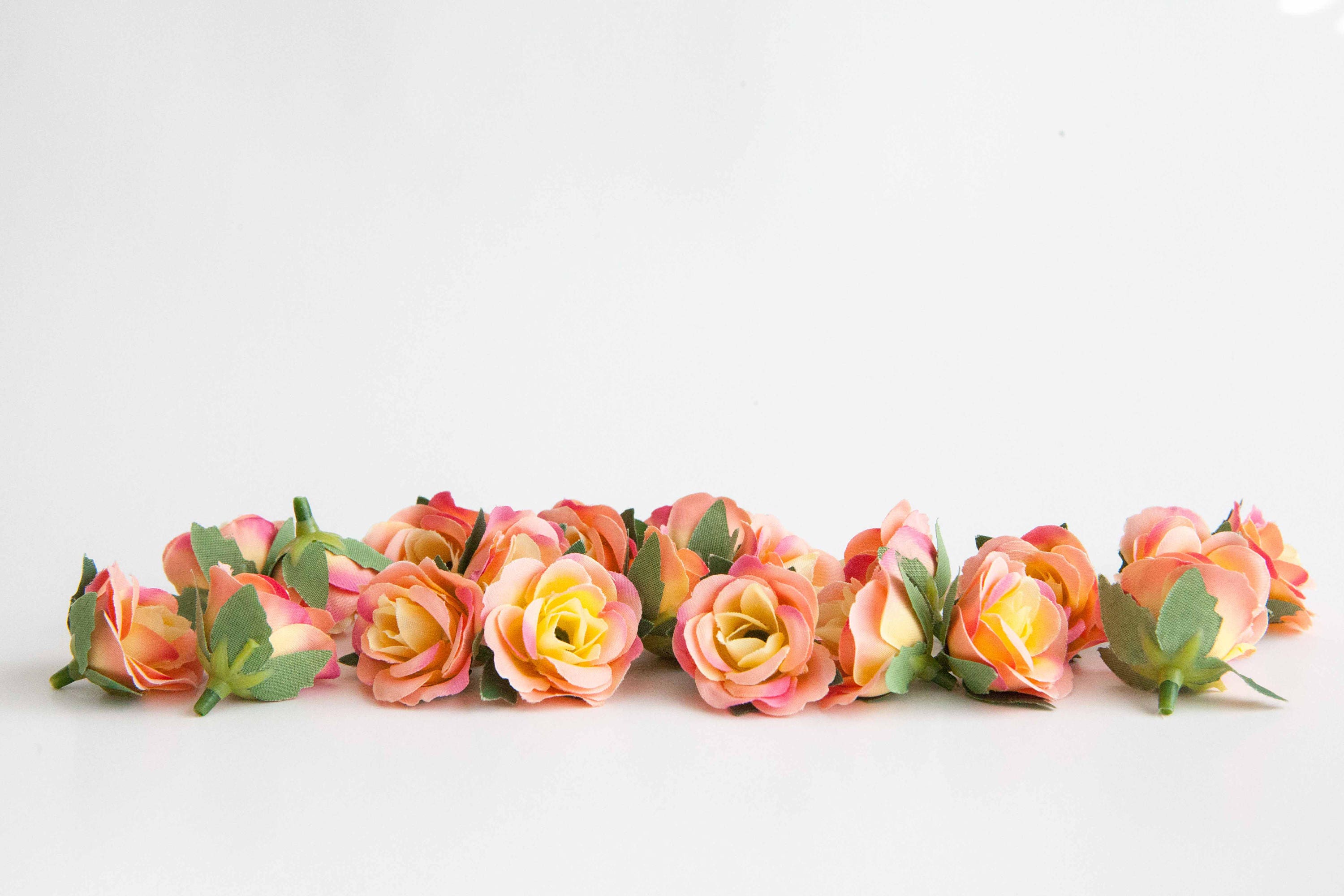 30 Mini Roses in Pink and Yellow SMALL Artificial Roses see - Etsy