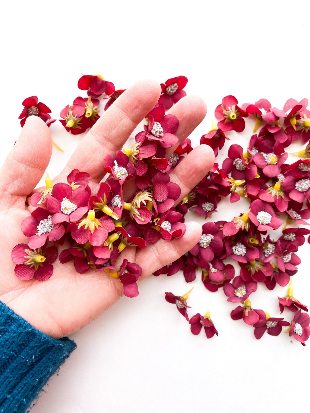 NEW COLOR: 50 Tiny Blossoms in Wine Red, Maroon Red Apple Blossoms ...