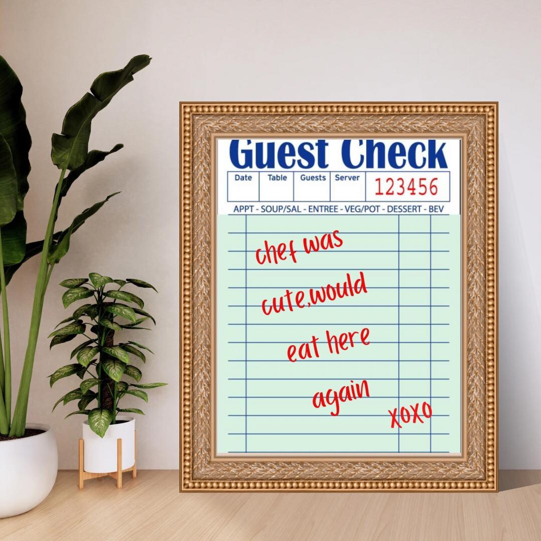 Chef Was Cute Guest Check. Digital Download Only. for Picture Frames ...