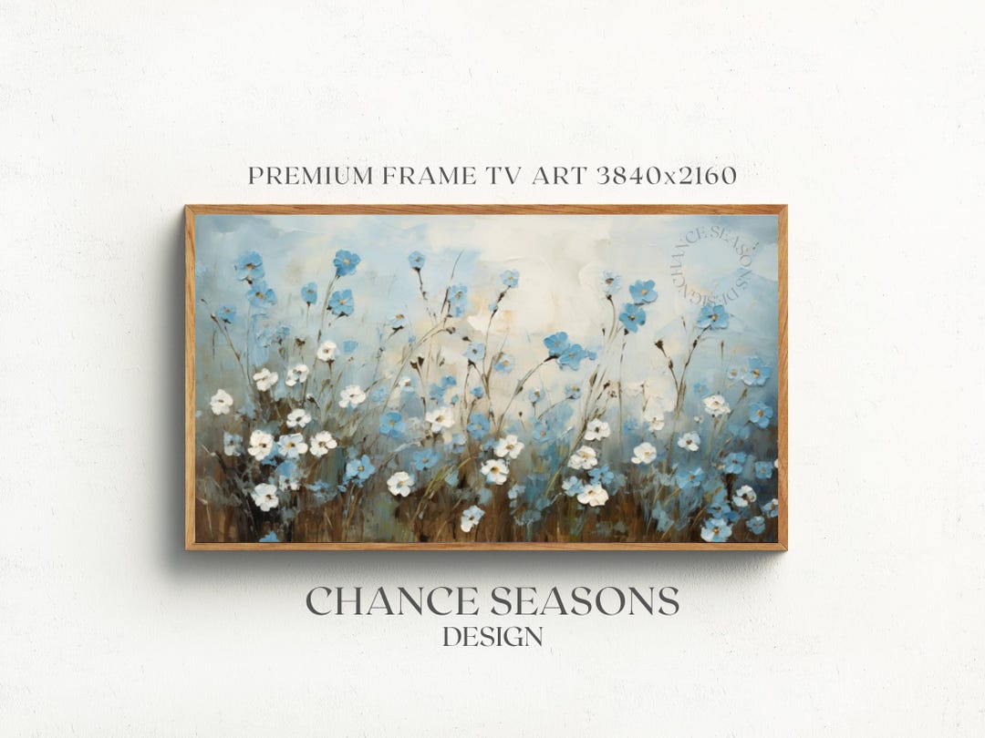 Blue Dainty Flowers, Samsung Frame Tv Art, Digital Download - Etsy