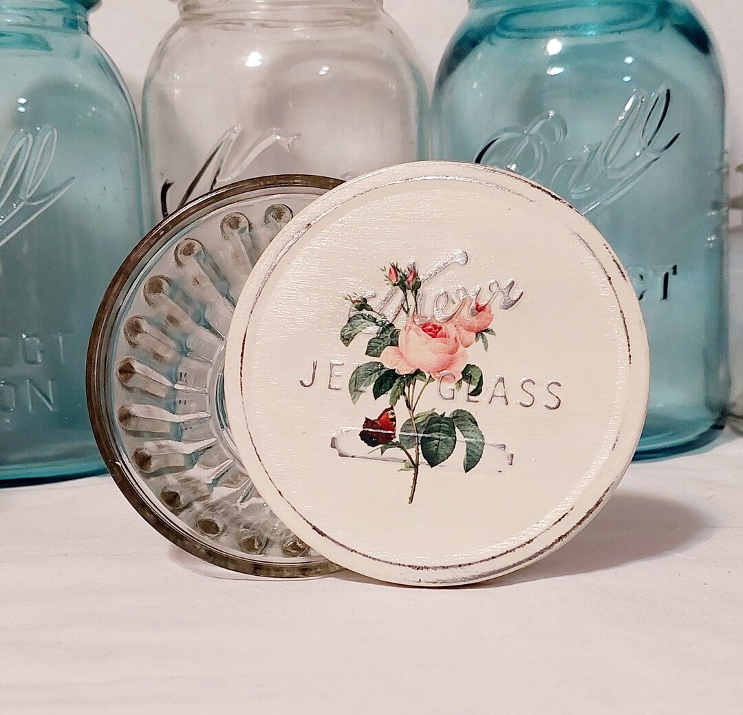 Mismatched Reclaimed Antique Kerr Angel Base Jelly Jar Cream off White ...