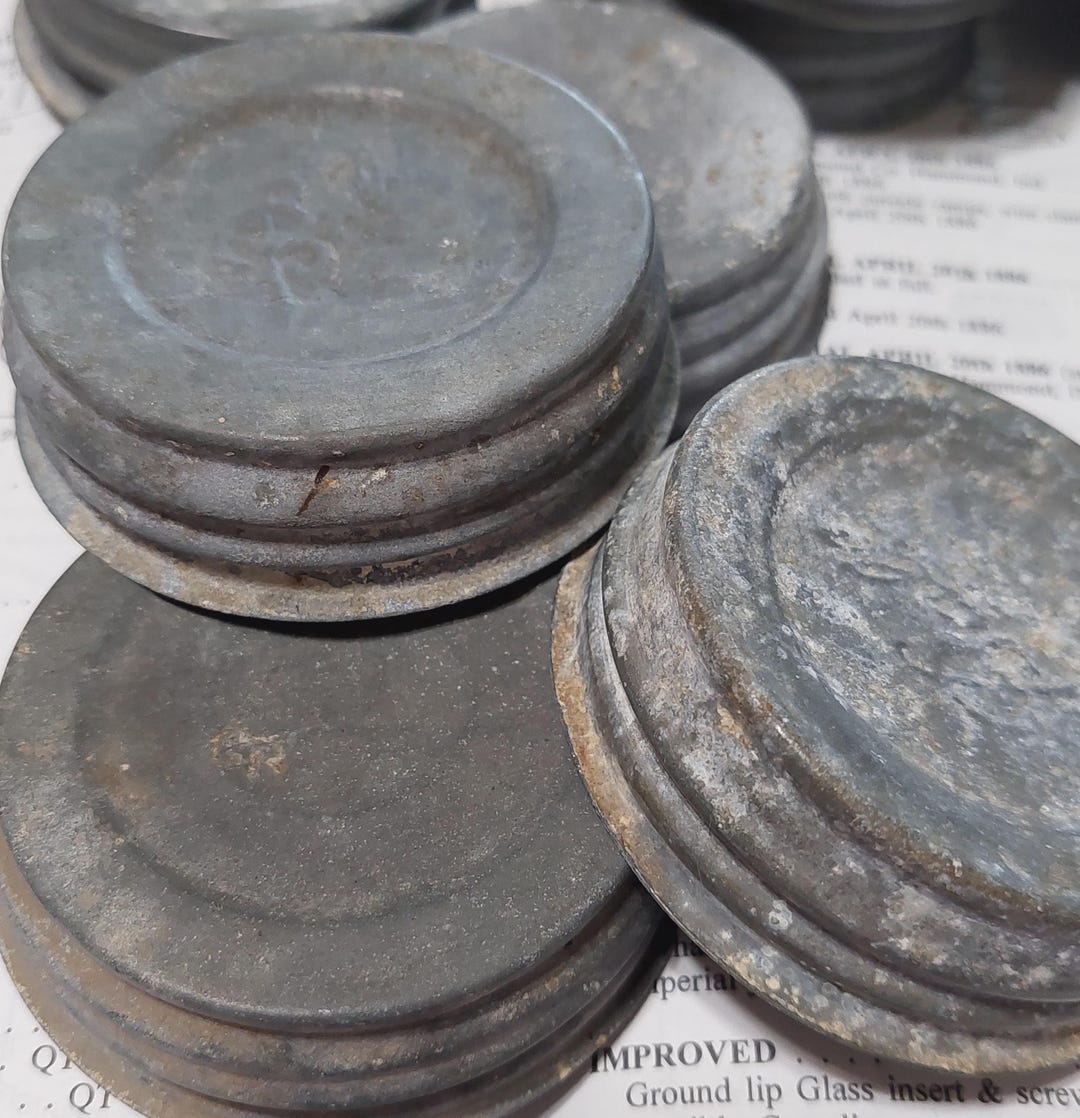 17 Regular Mouth Vintage Jar Lids, Zinc Caps, Fruit Jar Lids, Zinc Tops ...