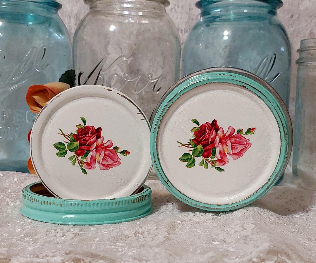 2 Cottagecore Mason Wide Mouth Fruit Jar Lids Reclaimed Vintage ...