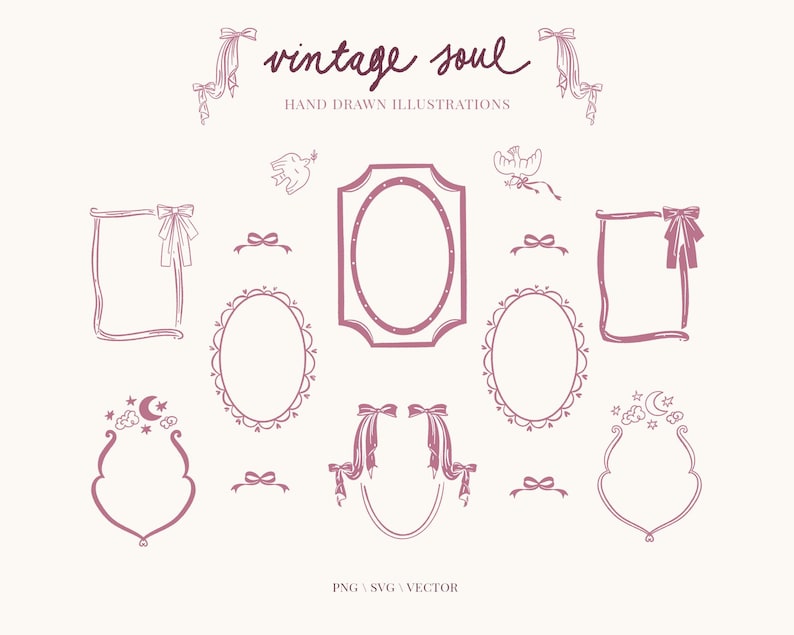 Whimsical Hand Drawn Bow Frame SVG for Elegant Wedding Invitations ...
