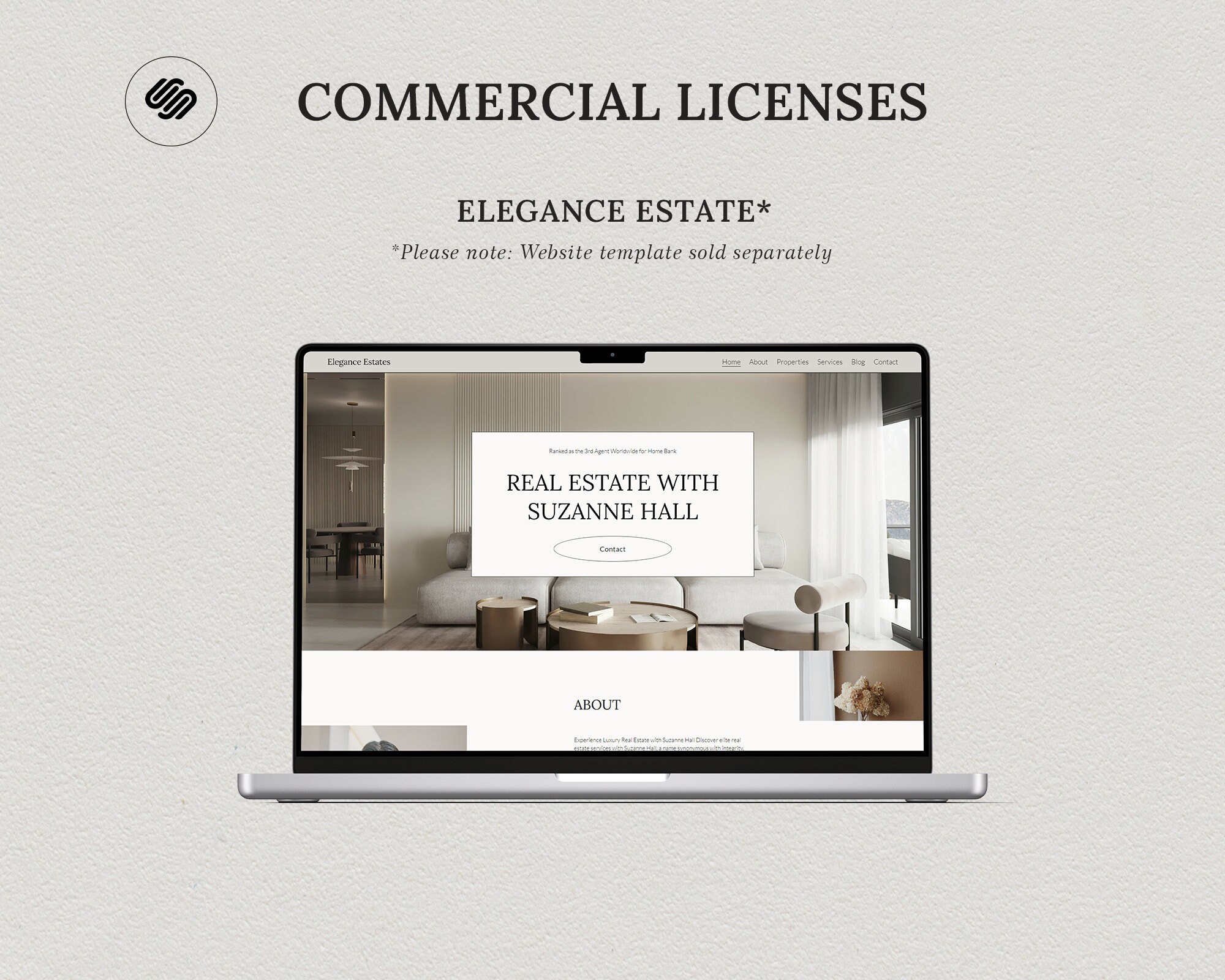 Commercial License for Squarespace Website Template "elegance Estate" - Etsy