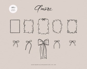 Bow and Frame Svg. Doodle for Wedding Invitations, Stationary. Whimsy ...