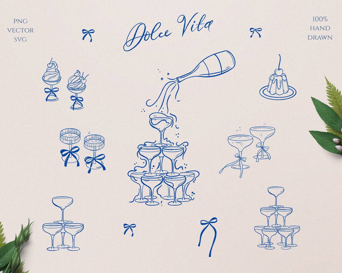 Champagne Png for Wedding Stationary. Bow Svg. Wedding Line Icon in ...