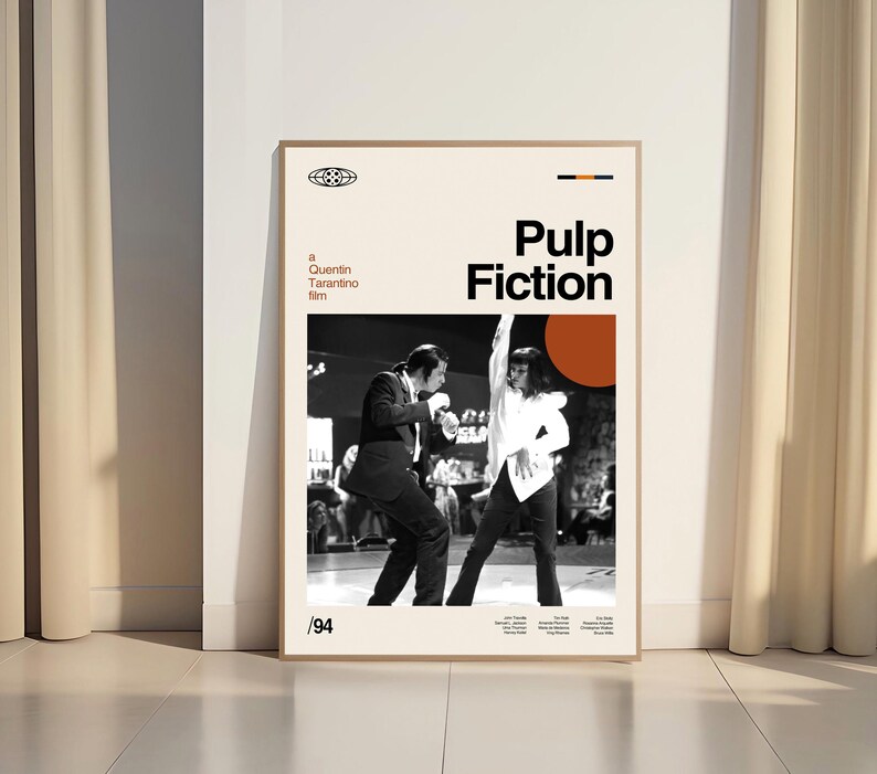 Pulp Fiction Movie Poster, Pulp Fiction Print, Movie Poster, Midcentury ...