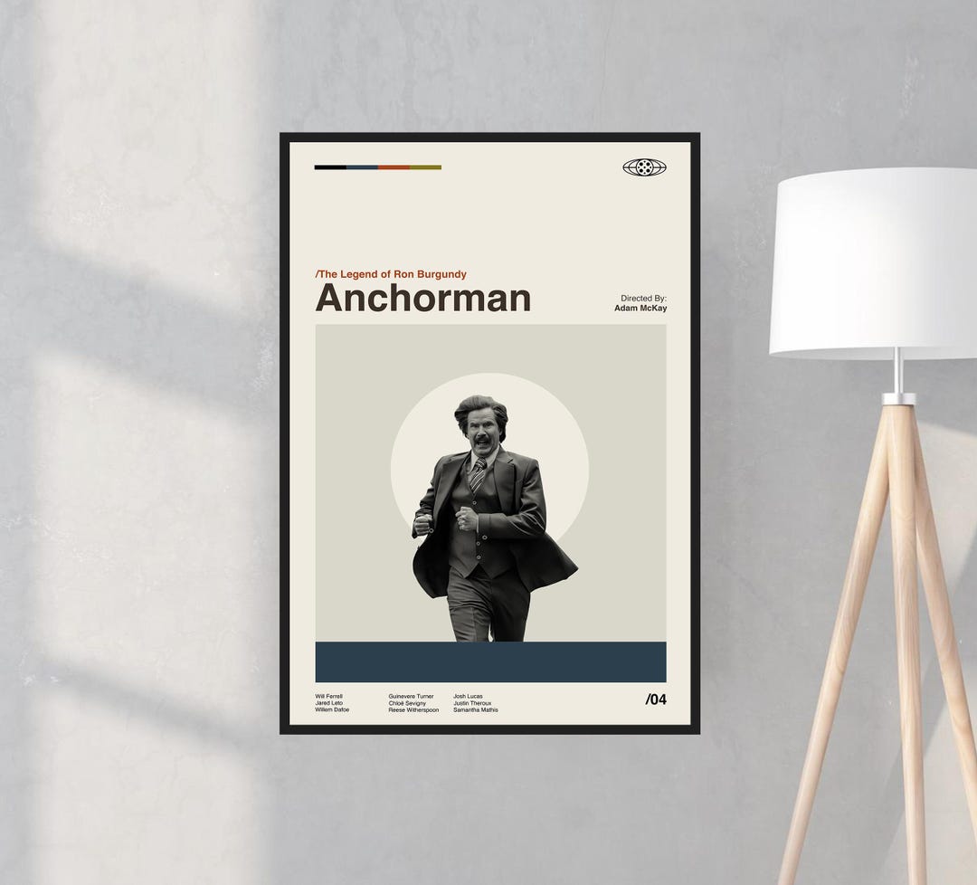 Anchorman Movie Poster, Anchorman Print, Anchorman Poster, Movie Poster, Midcentury Art ...