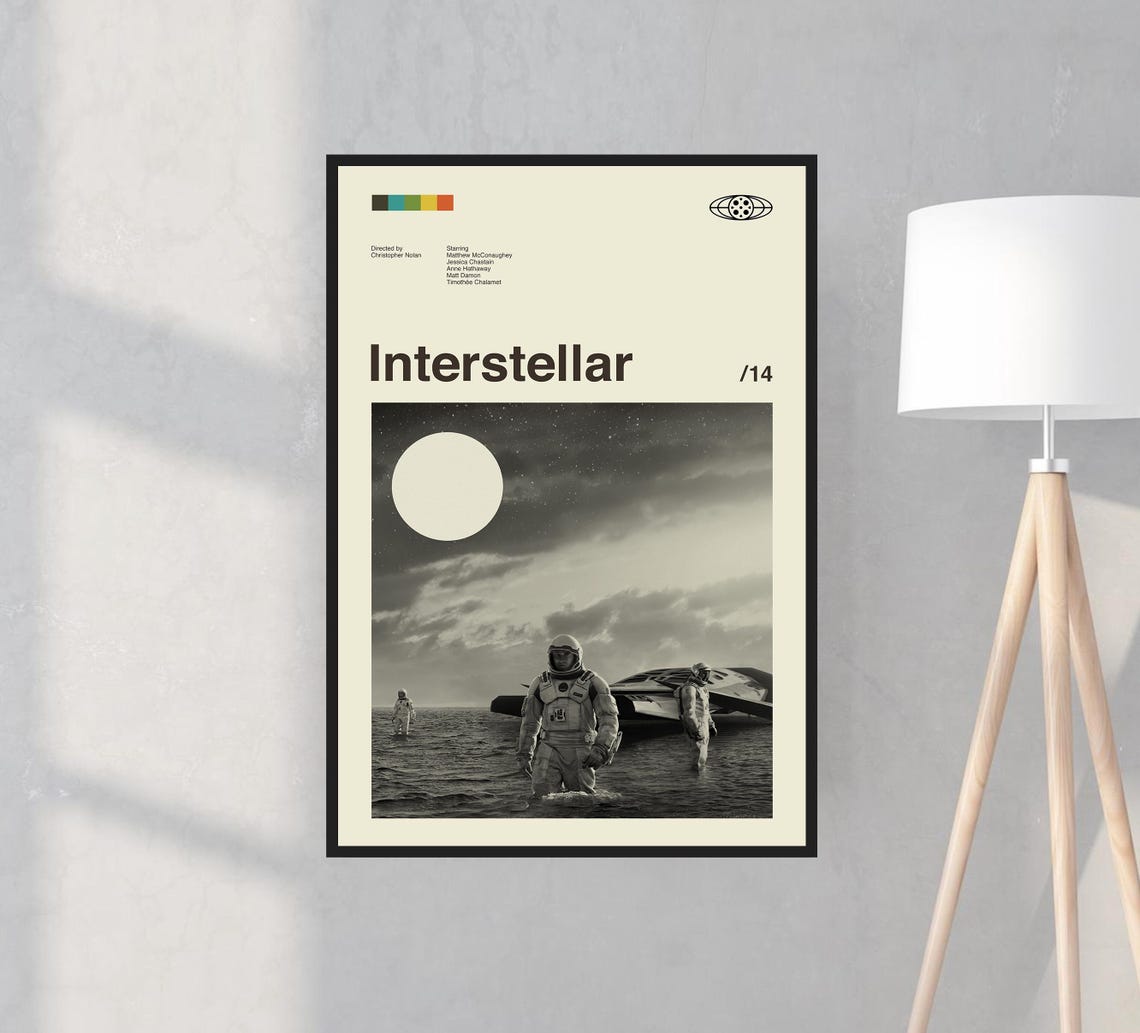 Interstellar Movie Poster, Interstellar Print, Movie Poster, Midcentury ...