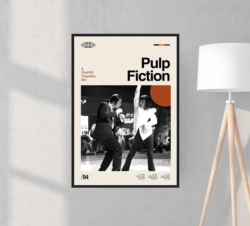 Pulp Fiction Movie Poster, Pulp Fiction Print, Movie Poster, Midcentury ...