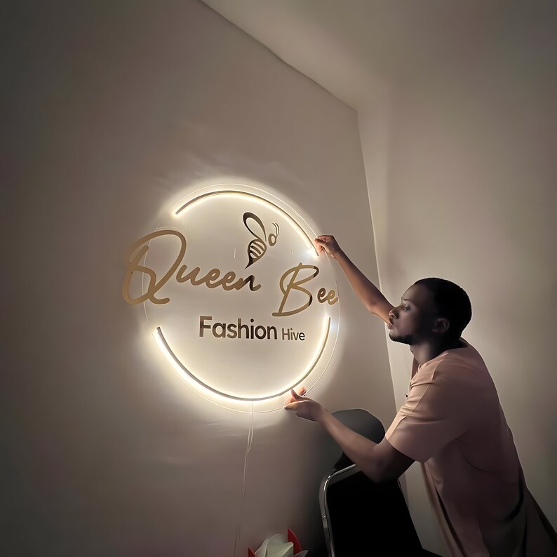 Letrero interior de acrílico de neón, letrero de salón iluminado ...