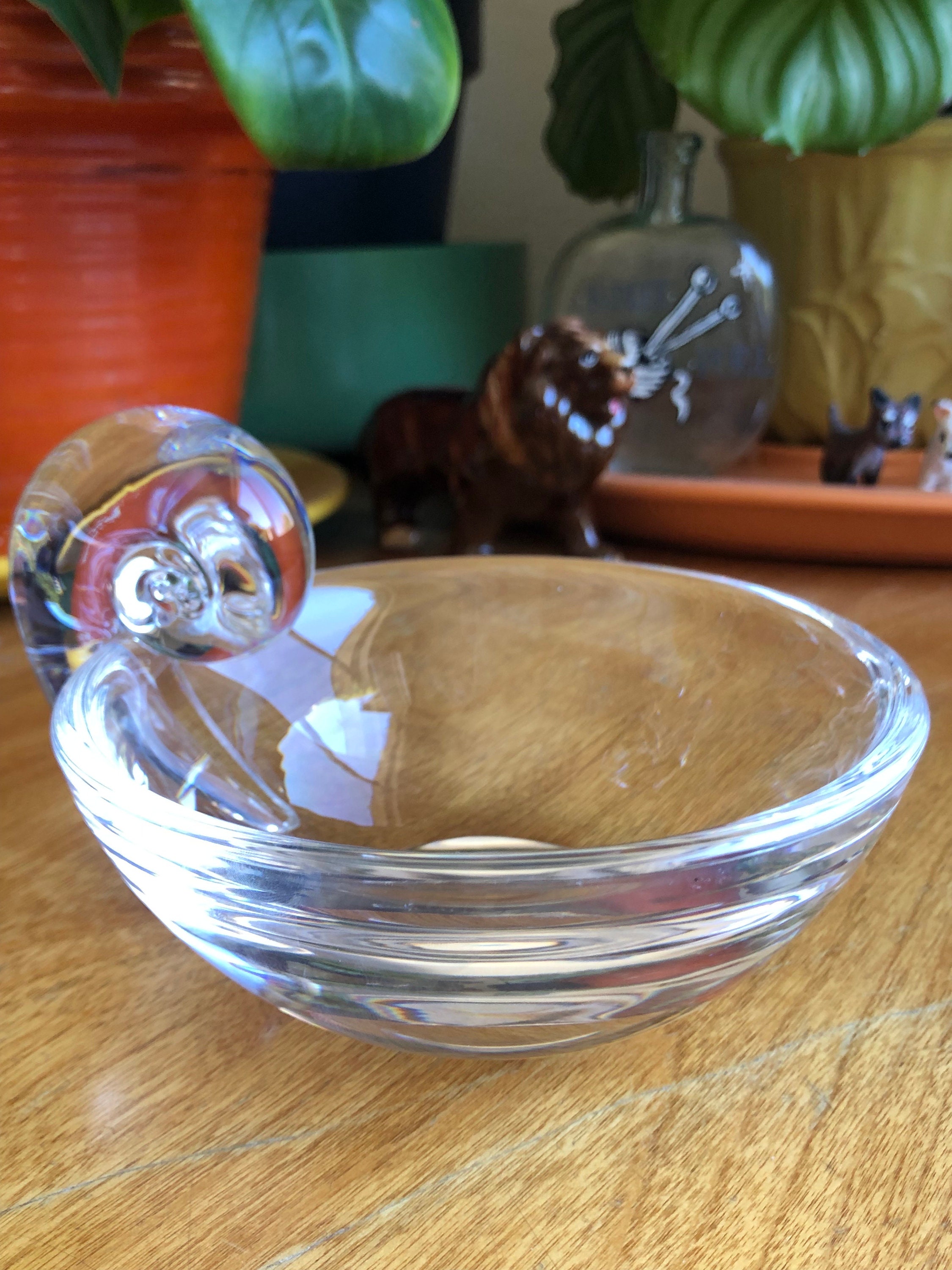 Vintage Steuben Glass Olive Bowl With Scrolled Handle Etsy