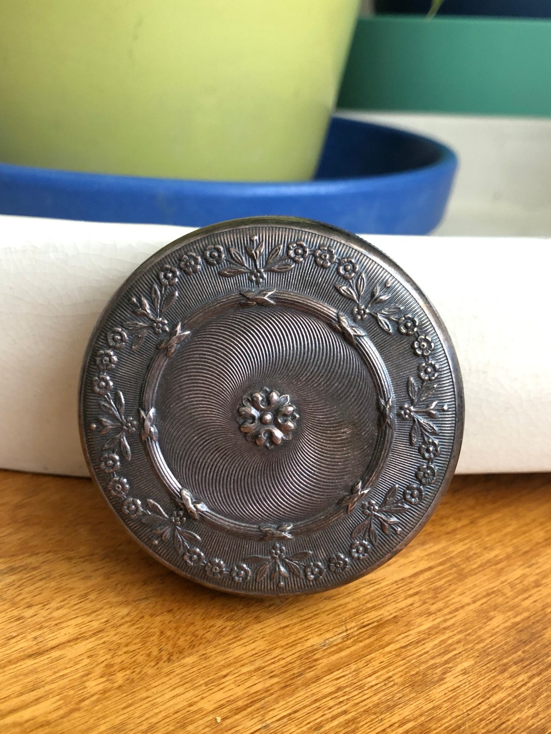 Antique Silver-plated Pill Box - French Floral - Etsy