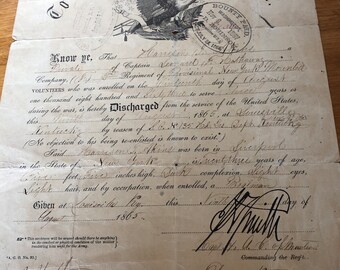 Civil War Discharge - Etsy