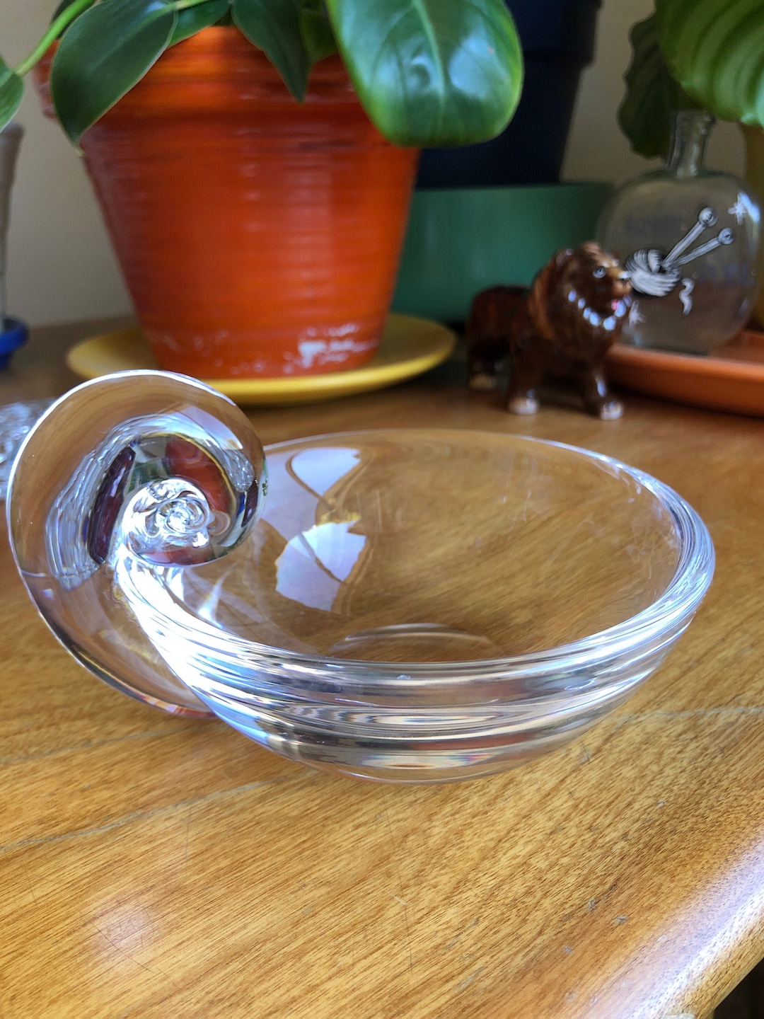 Vintage Steuben Glass Olive Bowl With Scrolled Handle Etsy