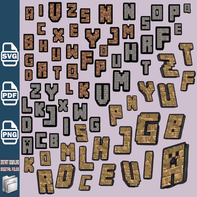 500 M.necraft SVG-PNG-PDF Bundle, Mine Png, Craft Pdf, Alex Svg ...