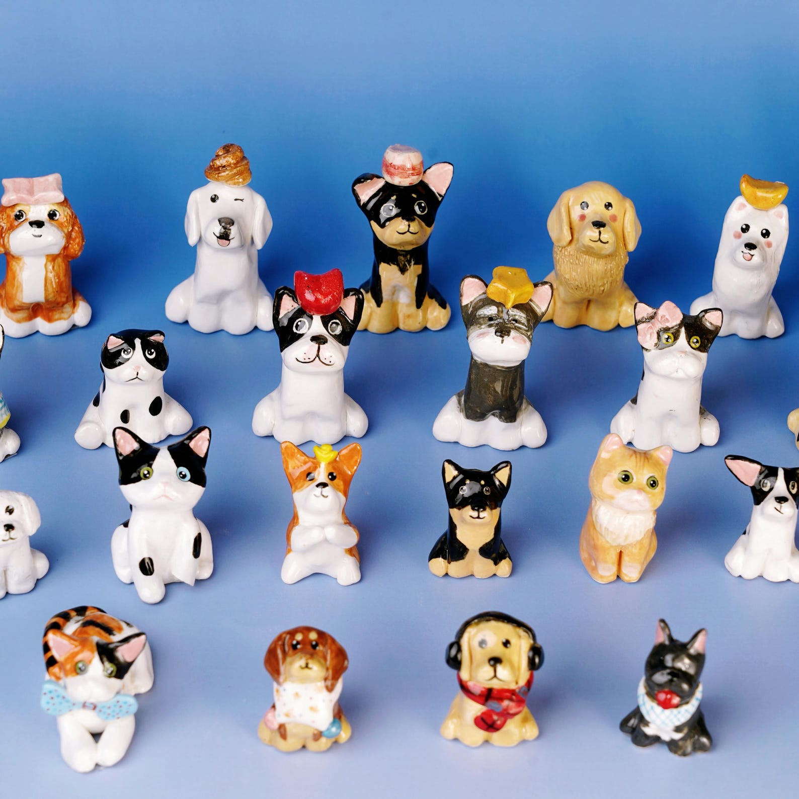 Custom Ceramic Pet Figure With Crystal and Accessories - Etsy