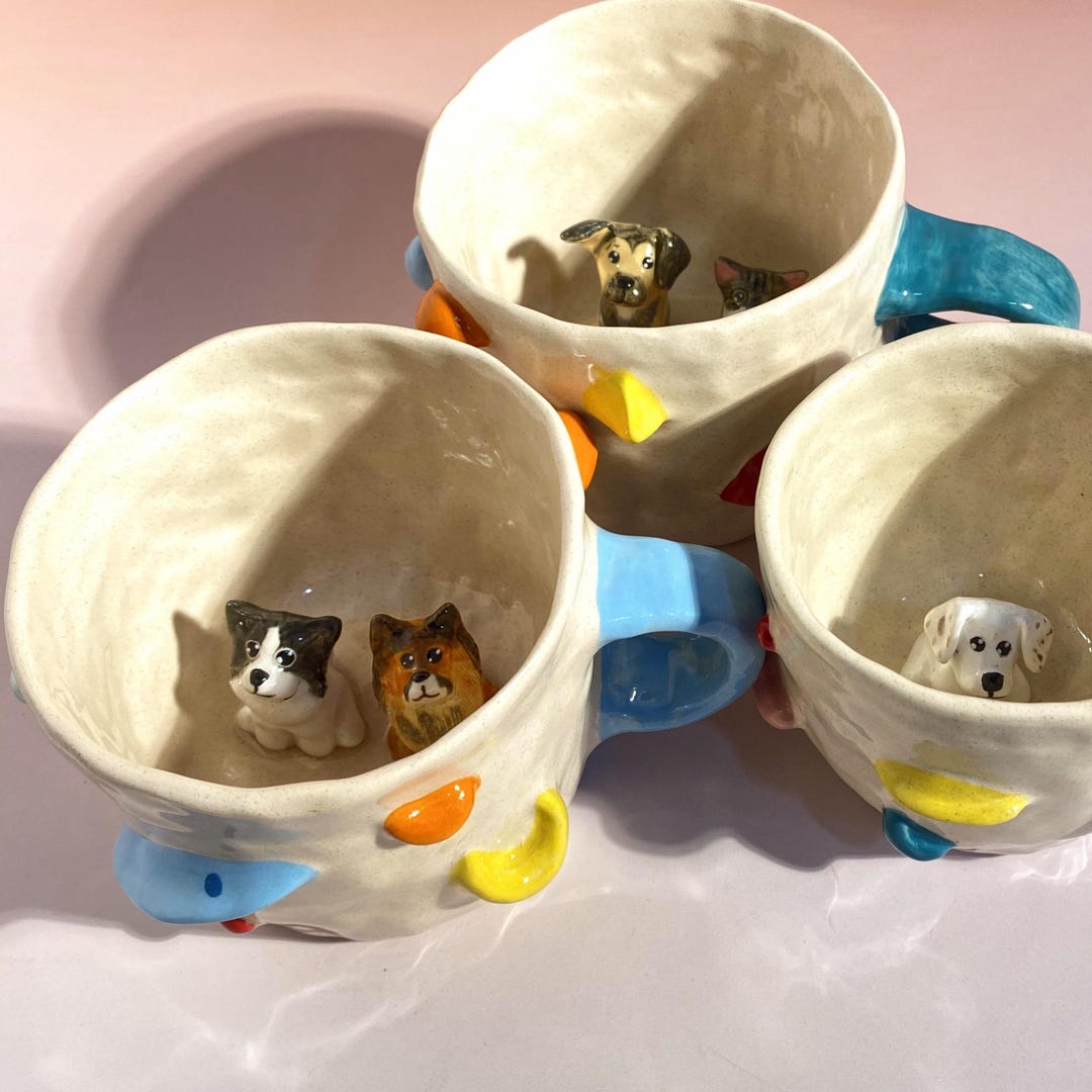 Custom Pet Figure Mug: Handmade Ceramic Peekaboo Coffee Mug - Etsy