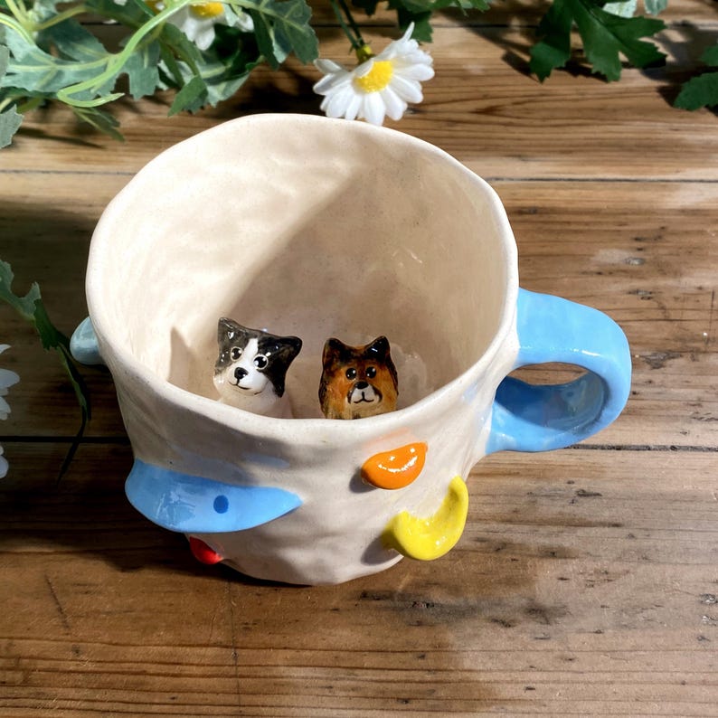 Custom Pet Figure Mug: Handmade Ceramic Peekaboo Coffee Mug - Etsy