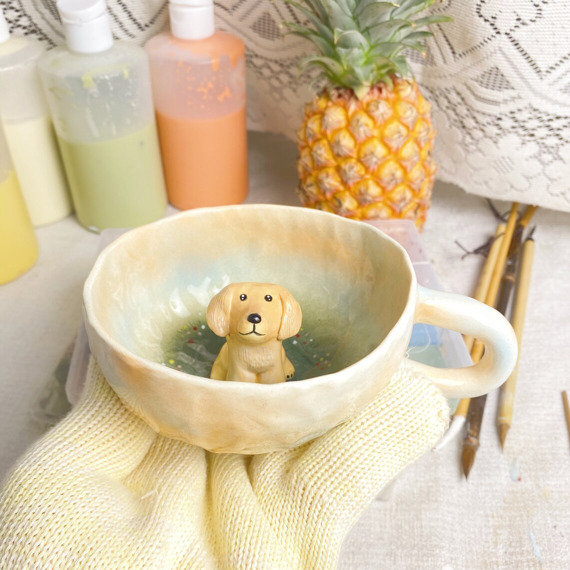 Custom Pet Mug: Handmade Ceramic Peekaboo Dog Coffee Cup - Etsy