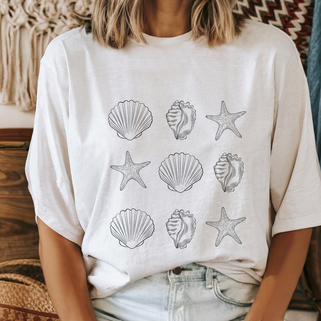 Ocean Inspired Shirt, Comfort Colors Seashell Shirt, Summer Beach ...