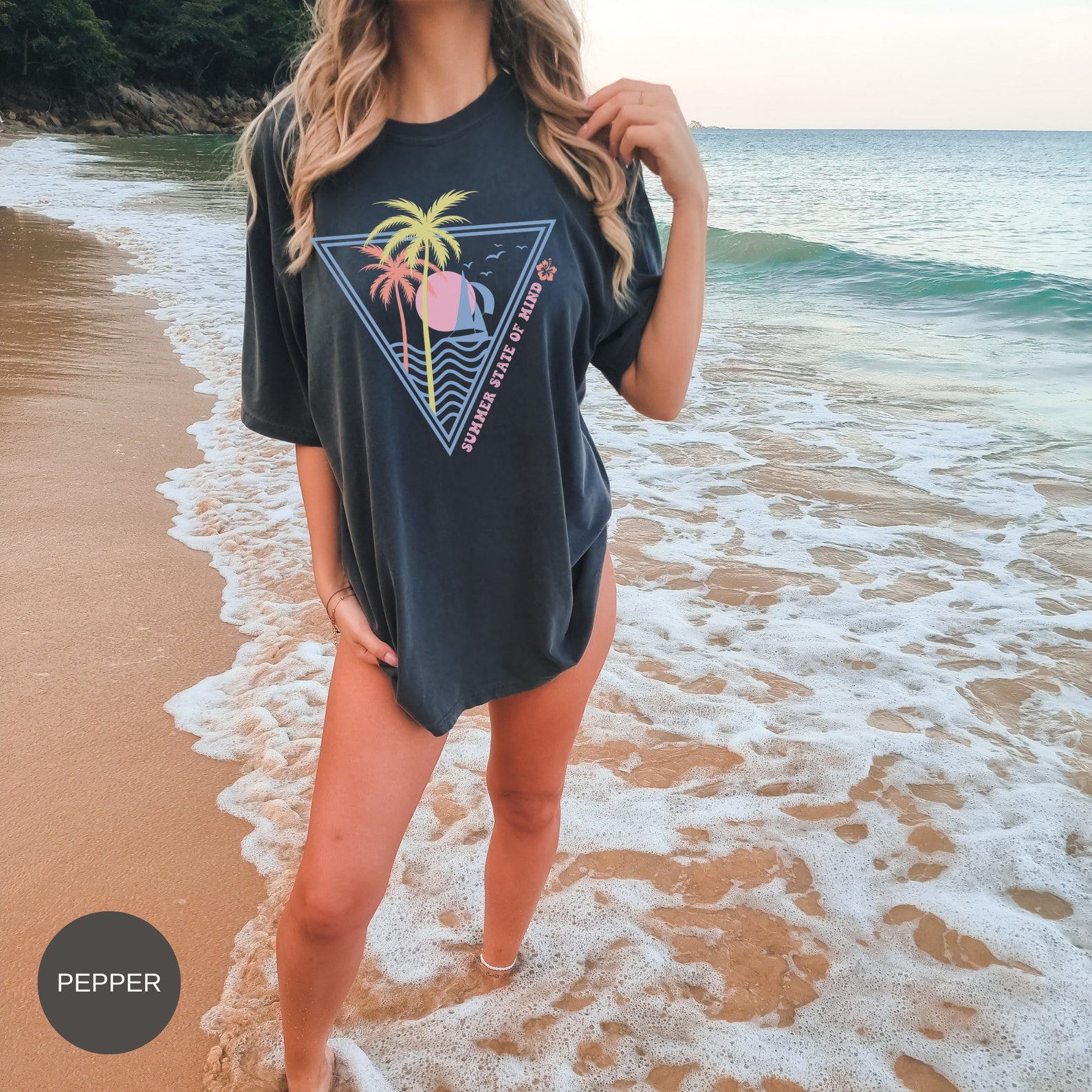 Beach T-shirt, Comfort Colors Oversized Summer Tee, Beach Vacation ...