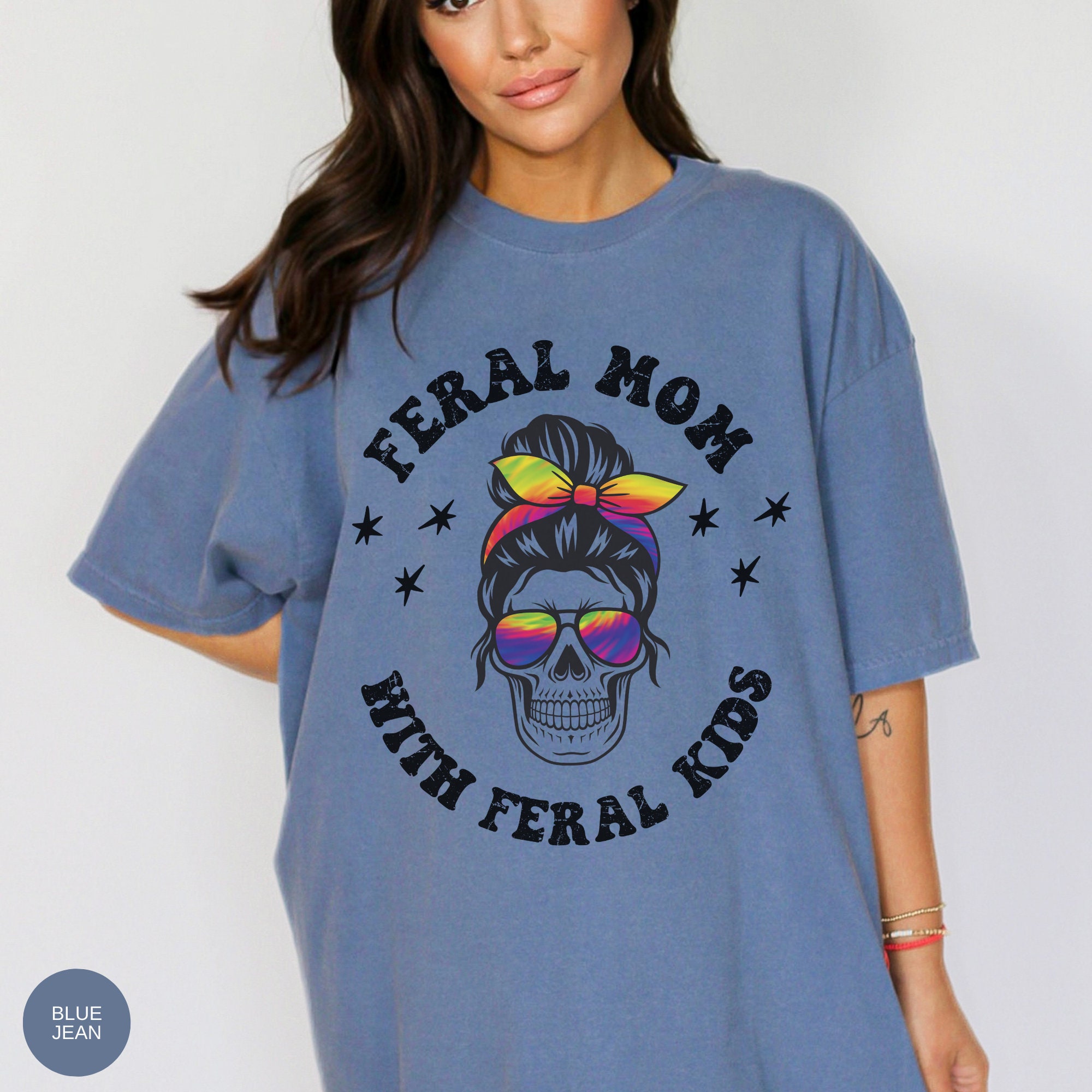 Comfort Colors Feral Mom Feral Kid Tee, Funny Mom Shirt, Rocker Mom T ...