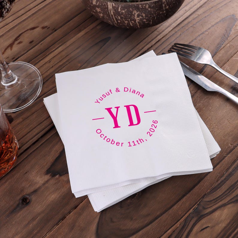 Personalized Logo Artwork Design, Custom Logo Cocktail Napkins Wedding ...