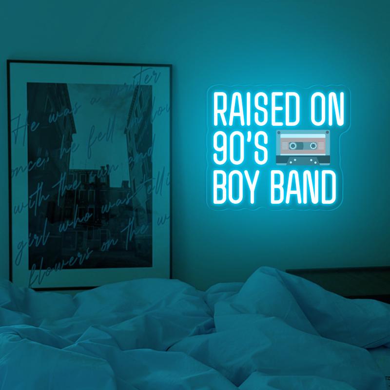 Raised on 90's Boy Band Neon Sign, 90's Lover Gift, Classic Rock Band ...