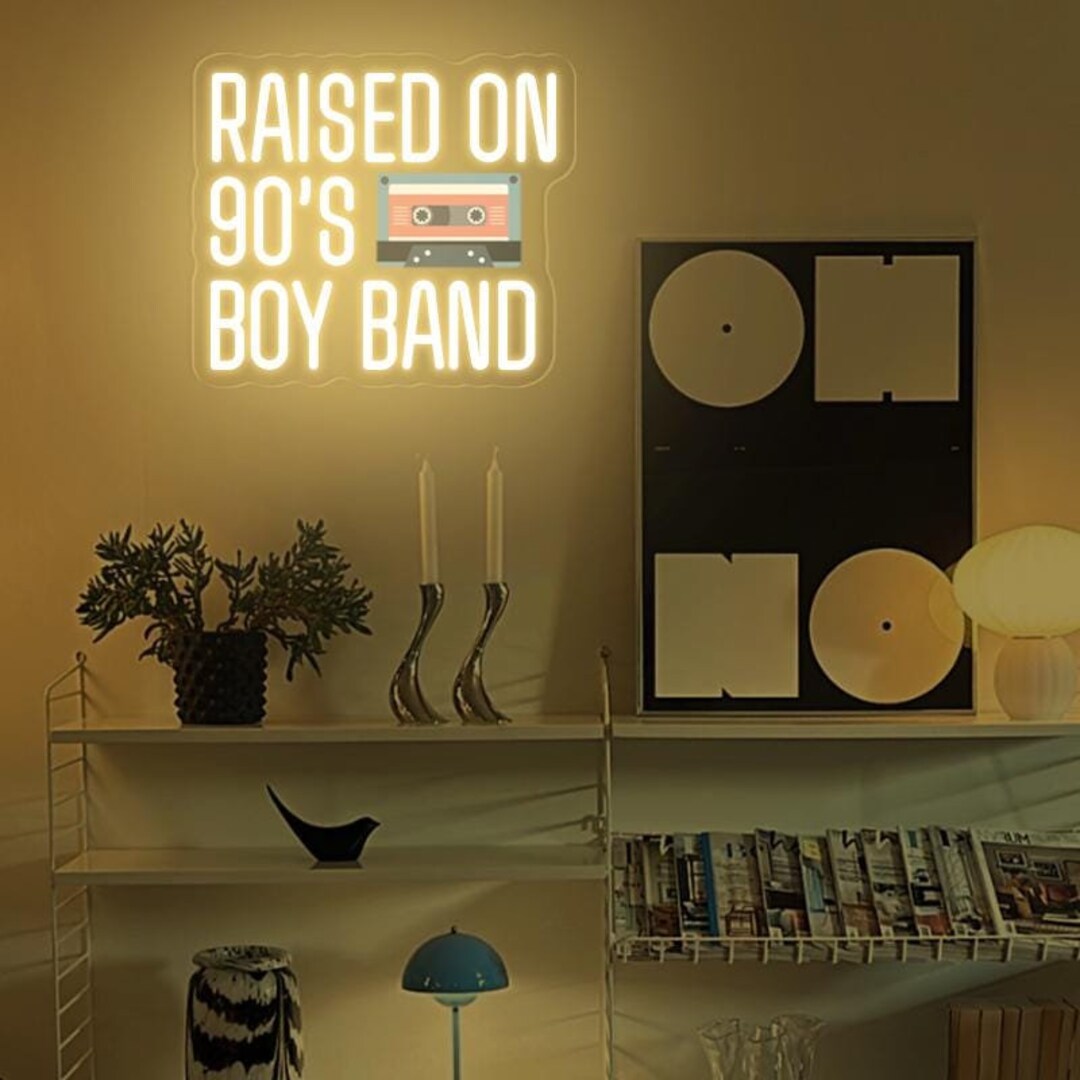 Raised on 90's Boy Band Neon Sign, 90's Lover Gift, Classic Rock Band ...