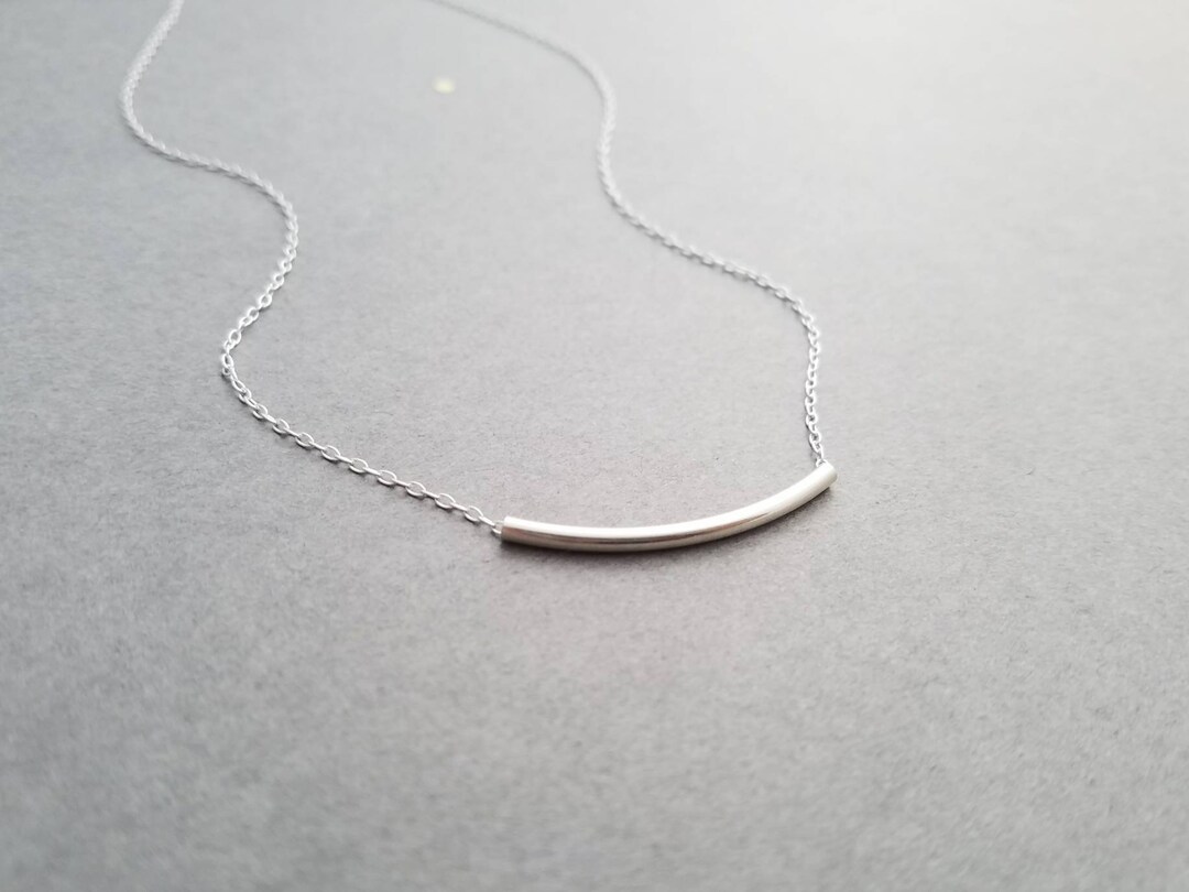 Simple, Tiny, Sterling Silver Necklace With Sterling Tube Bead - Etsy
