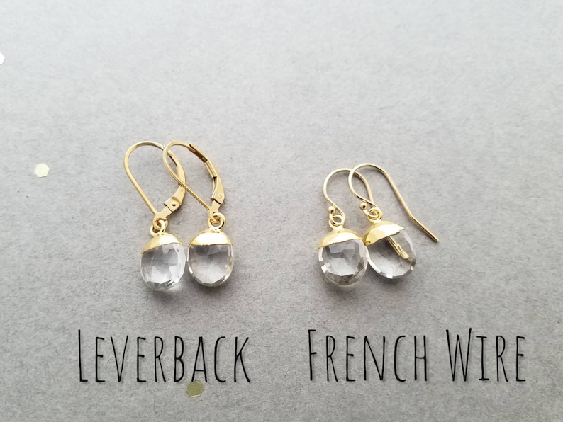 14k Gold Filled Earrings With Gold Plated Crystal Quartz Drops ...