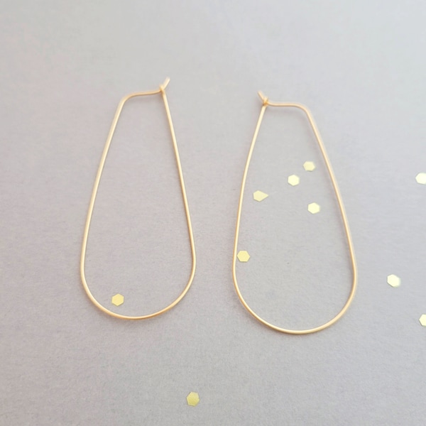Long Gold Hoops - Etsy