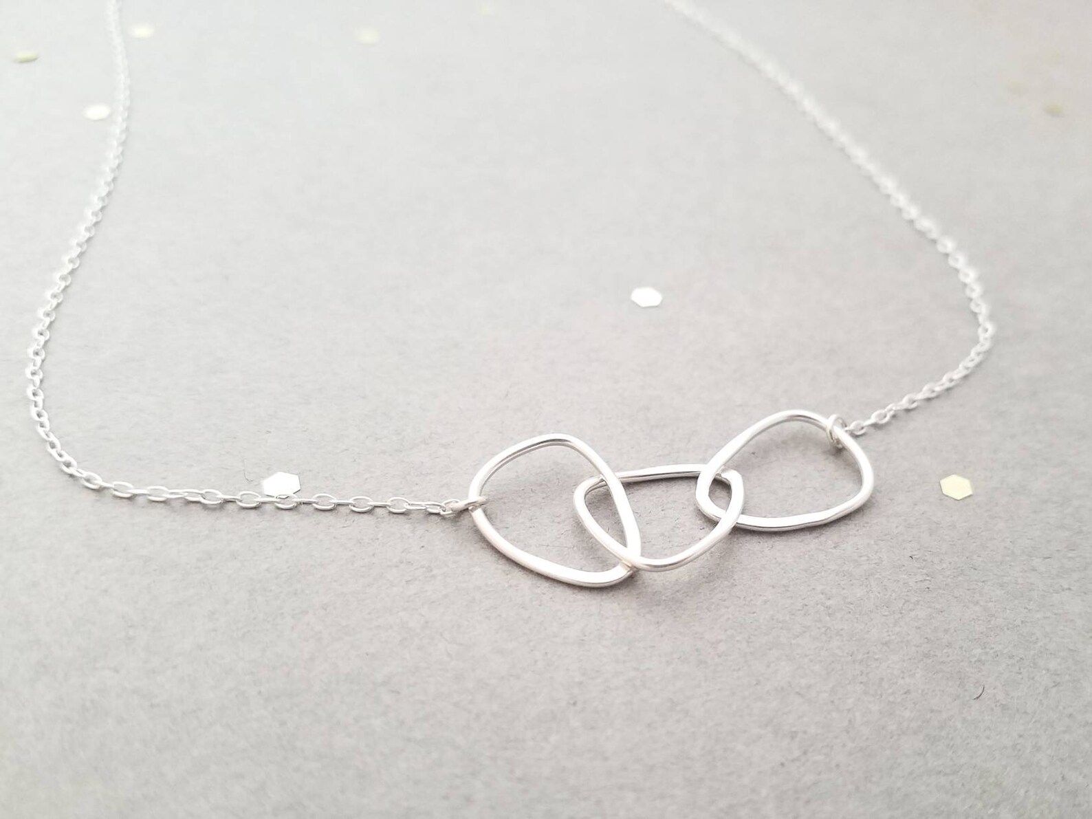 Sterling Silver Necklace With 3 Triangles Linked Together | Etsy