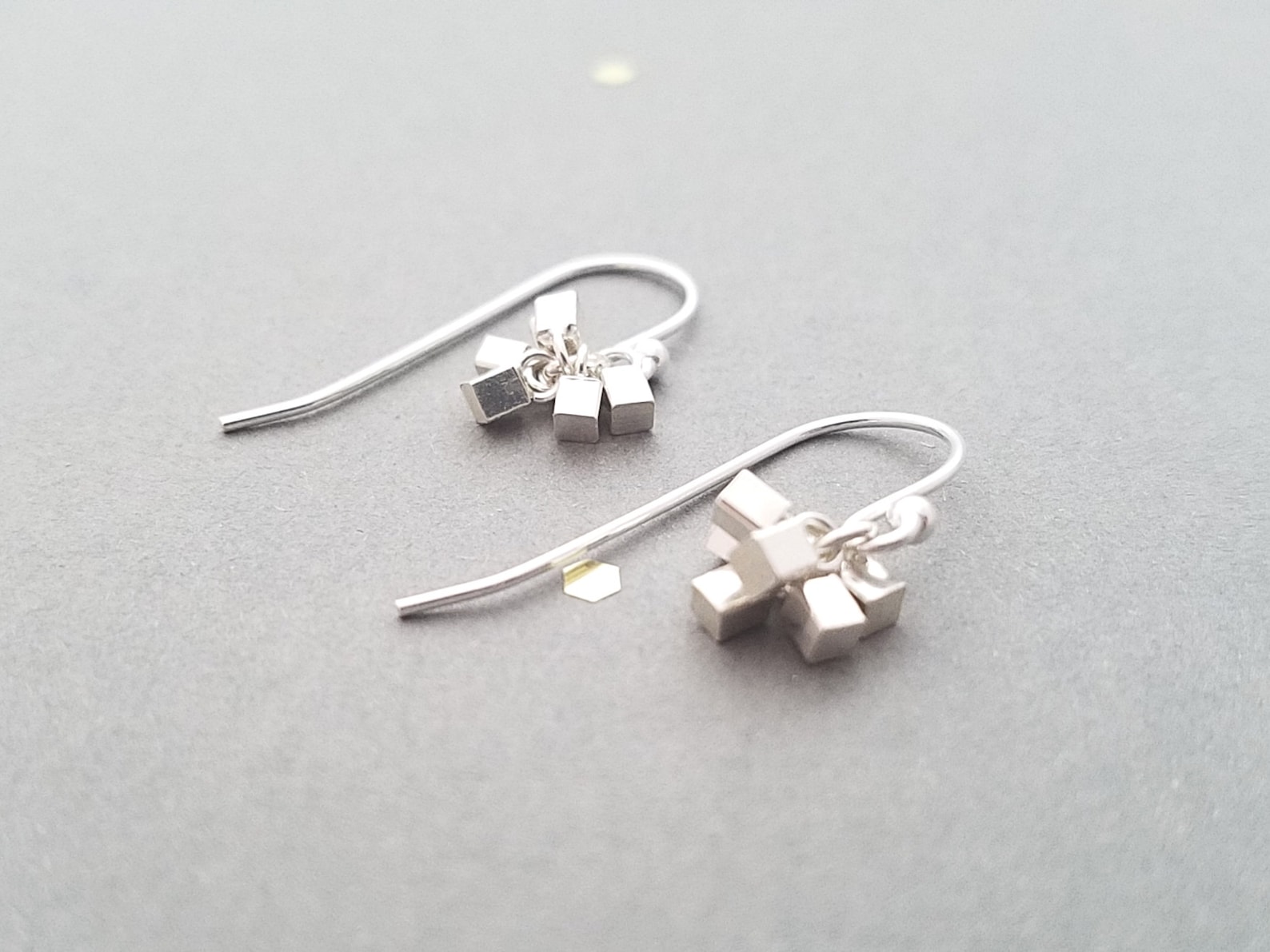 Tiny Sterling Silver Cube Cluster Earrings - French Wire or Leverback ...