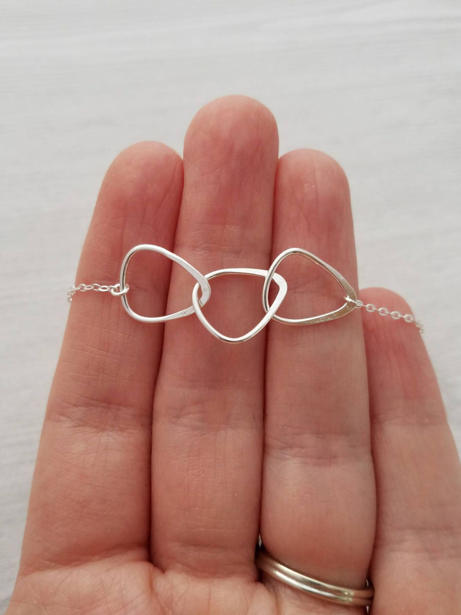 Sterling Silver Necklace With 3 Triangles Linked Together | Etsy