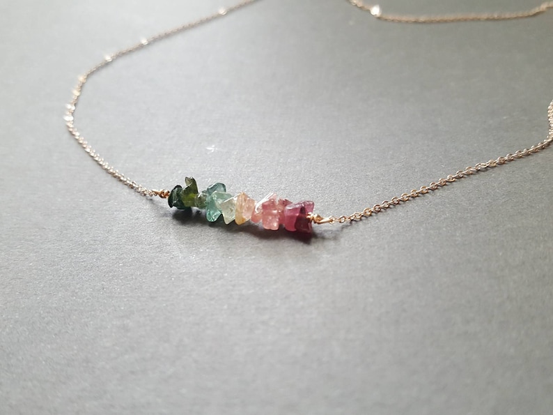 Watermelon Tourmaline Bar Necklace - Etsy