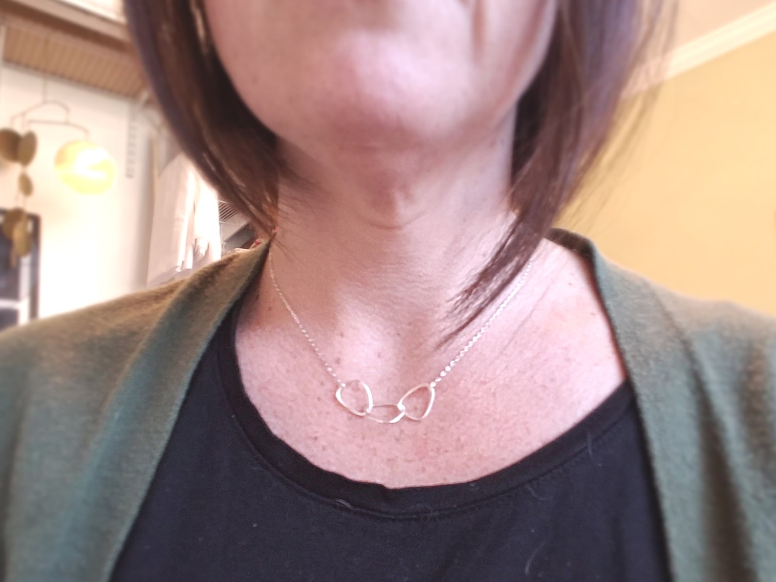 Sterling Silver Necklace With 3 Triangles Linked Together | Etsy