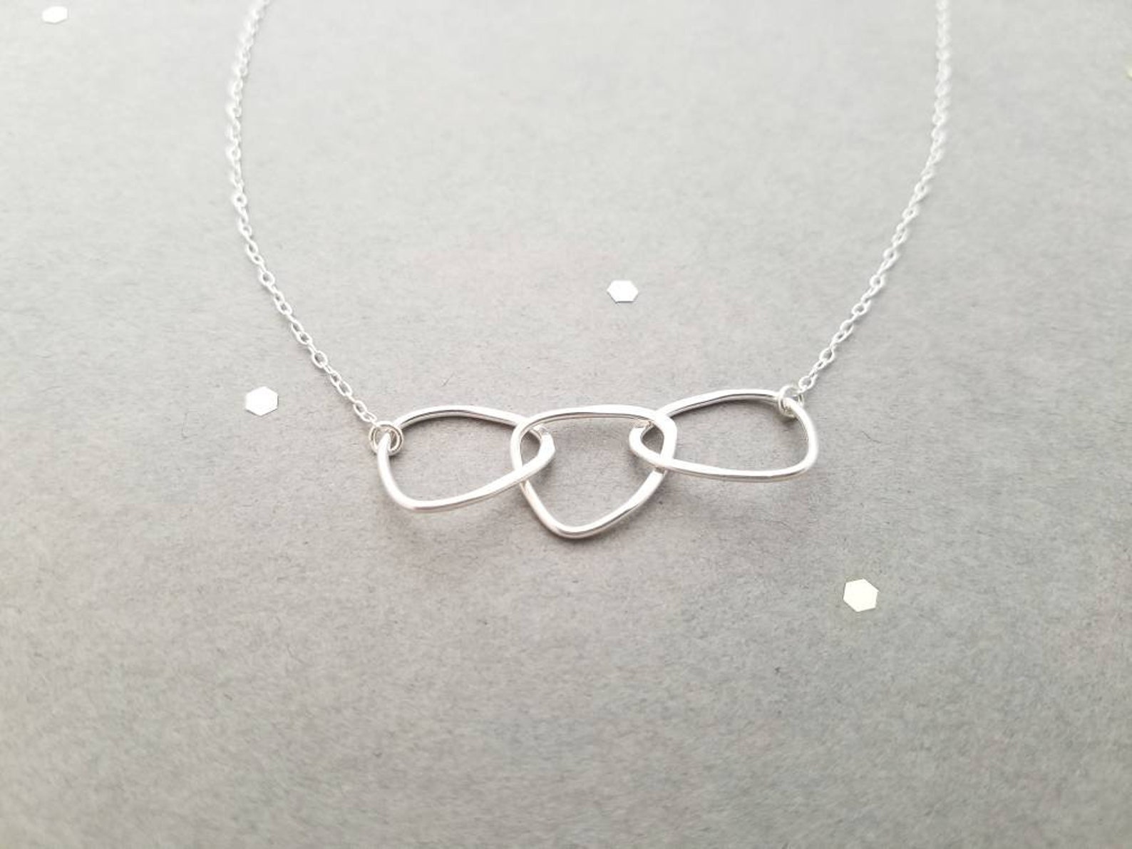 Sterling Silver Necklace With 3 Triangles Linked Together | Etsy