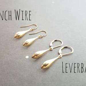 Simple 14k Yellow Gold Filled Earrings - Long Teardrop - French Wire or ...