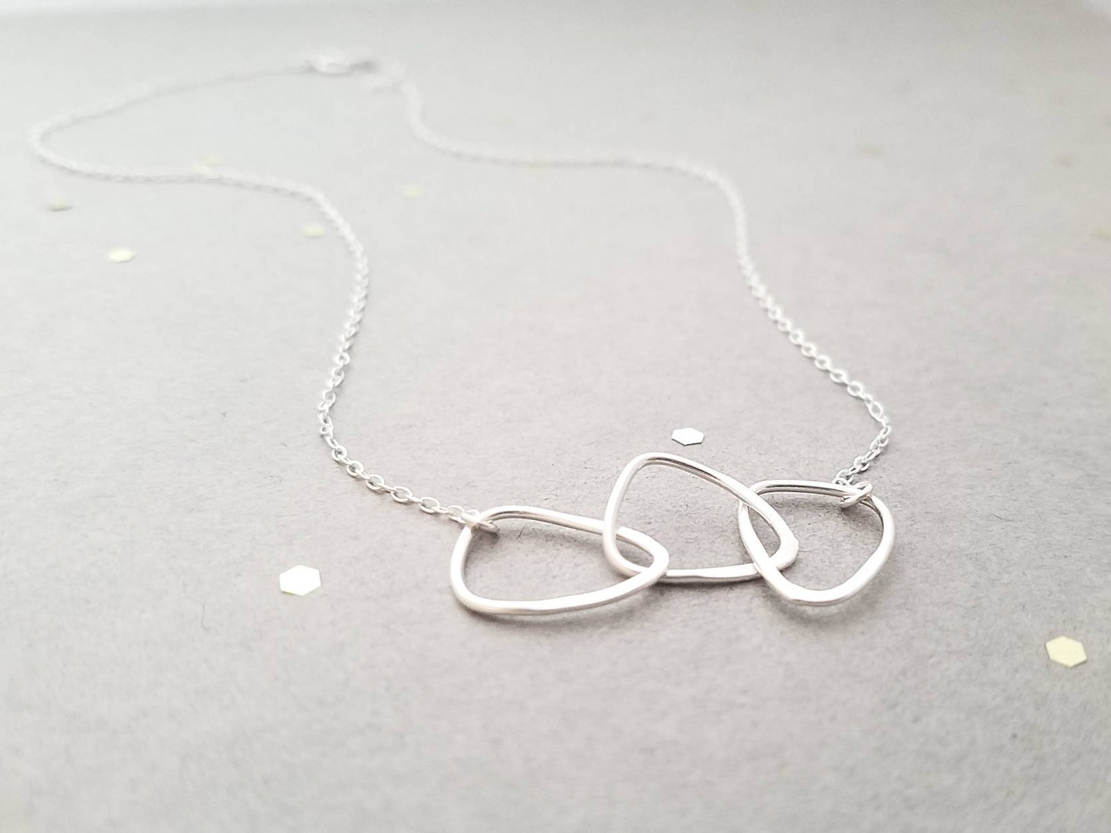 Sterling Silver Necklace With 3 Triangles Linked Together | Etsy