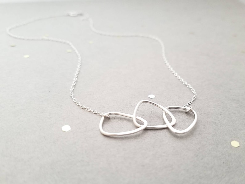 Sterling Silver Necklace With 3 Triangles Linked Together | Etsy
