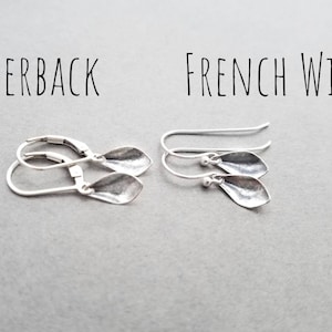 Sterling Silver Earrings - Small Hammered Petal, French Wire or ...