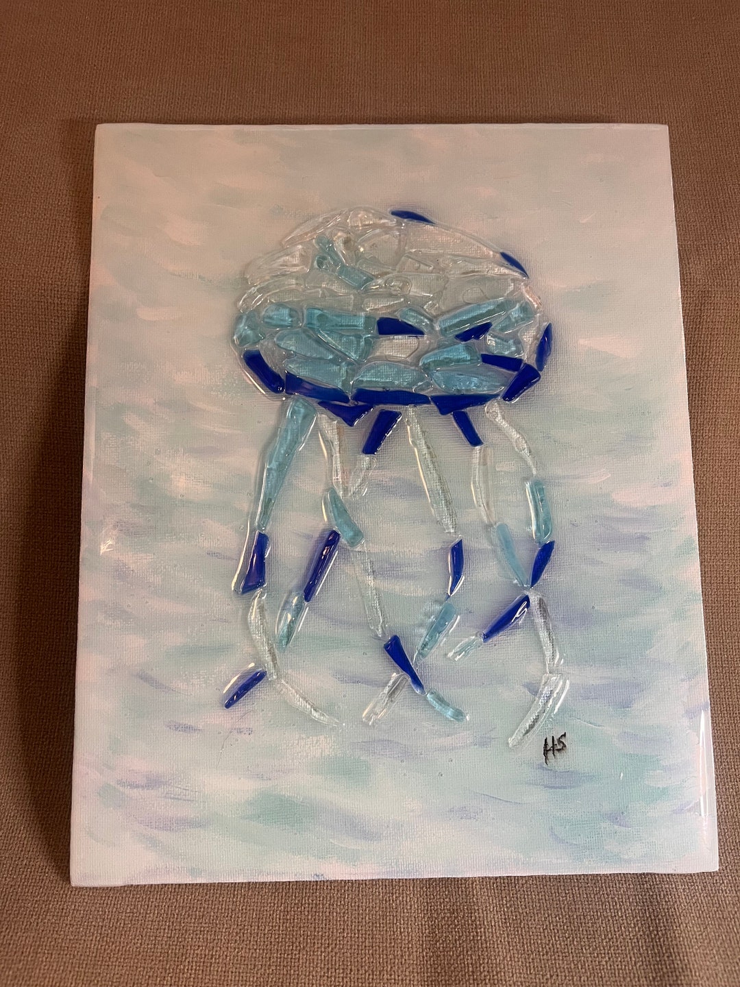Floating Jellyfish Smashed Glass Art - Etsy