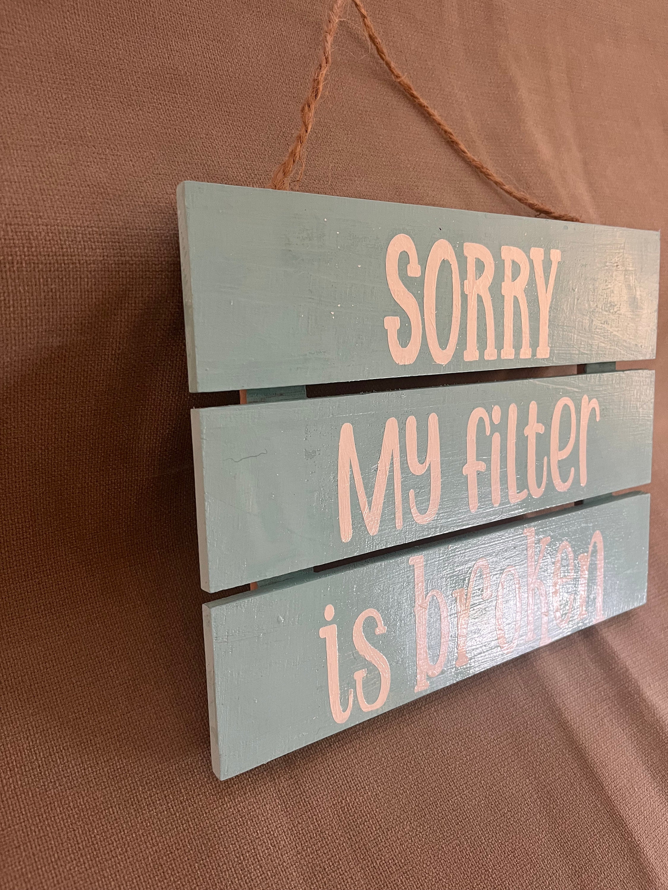 Sorry My Filter is Broken Wooden Sign - Etsy